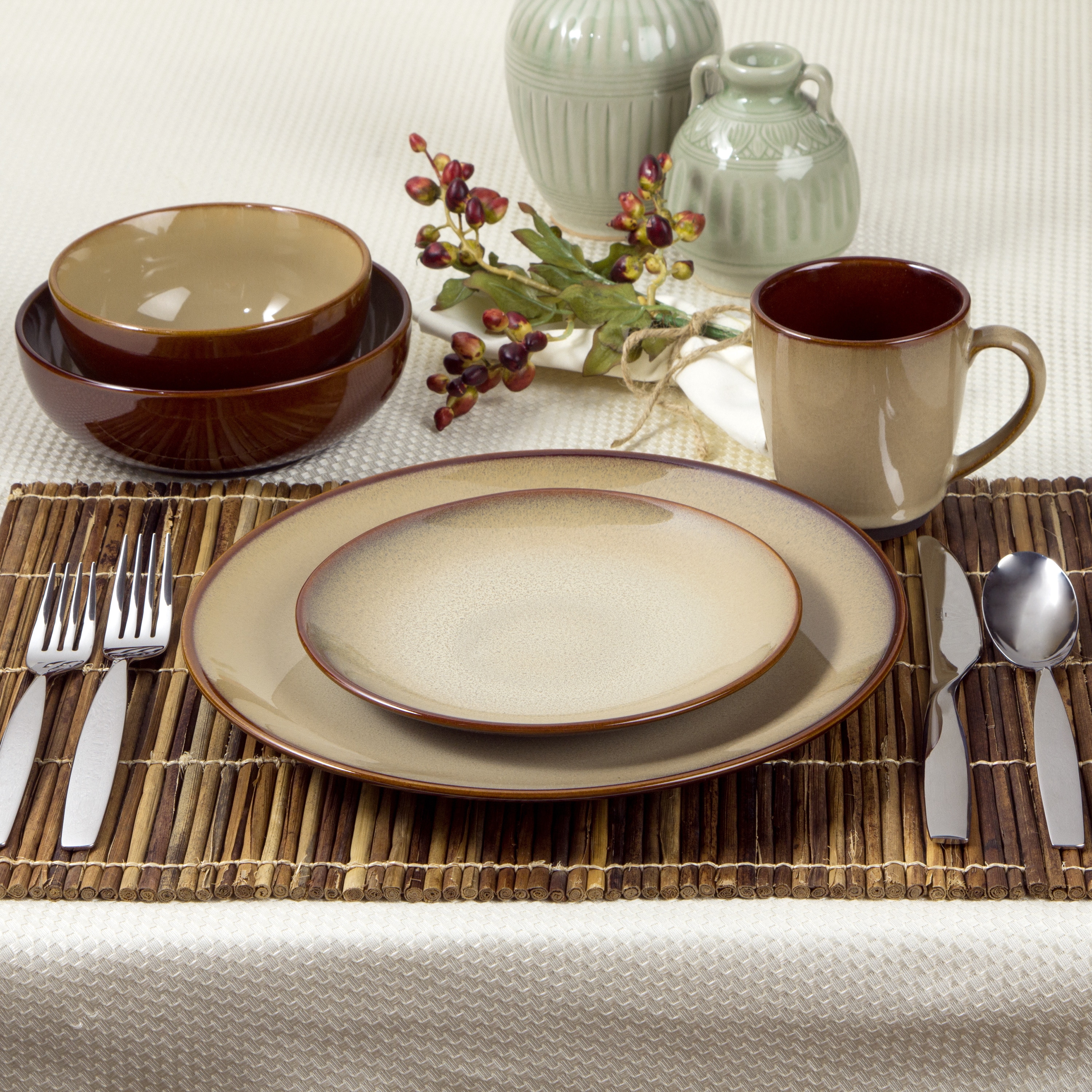 Sango 40 Piece Nova Brown Stoneware Dinnerware Set Overstock Shopping Great Deals On Sango