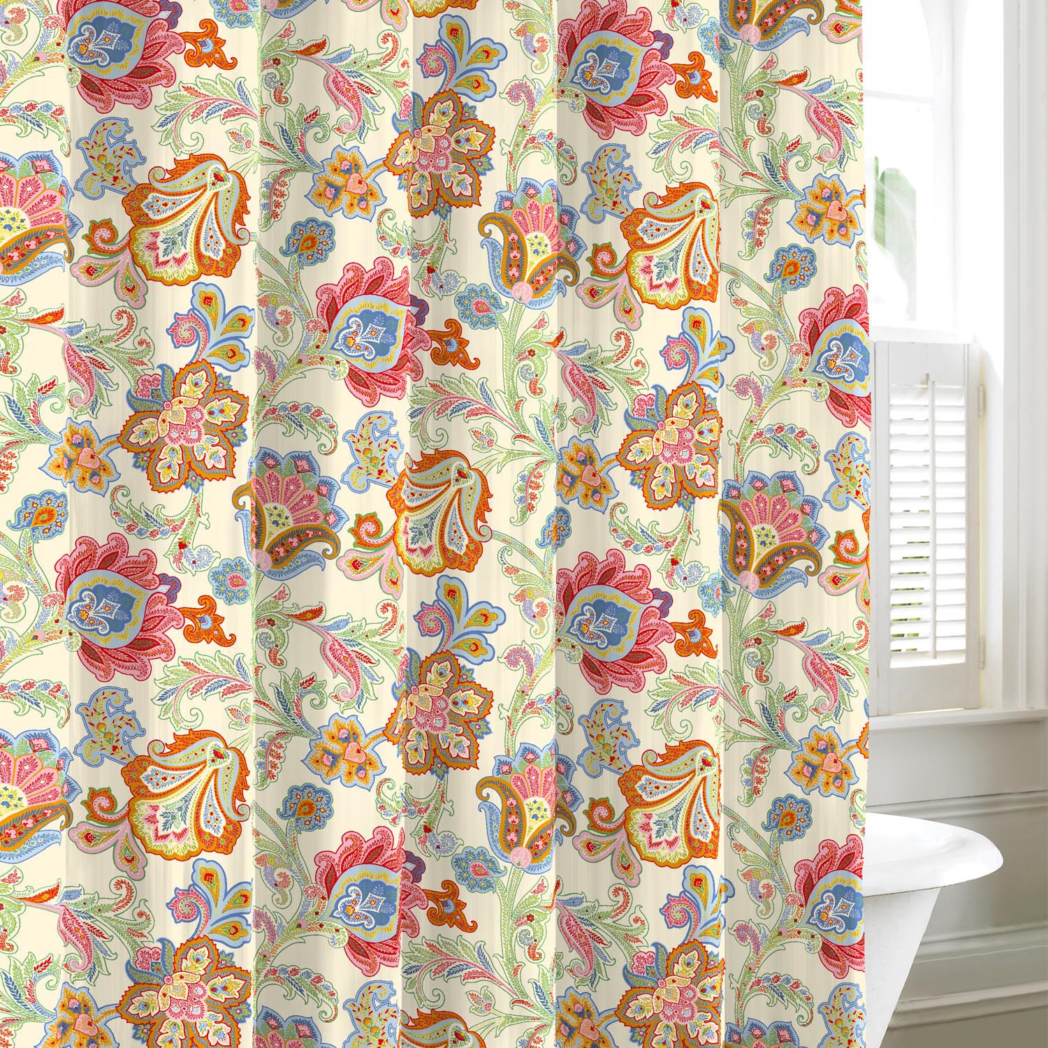 New Tommy Hilfiger Floral Paisley Design Cotton Shower Curtain New Tommy Hilfiger Floral Paisley Design Cotton Shower Curtain