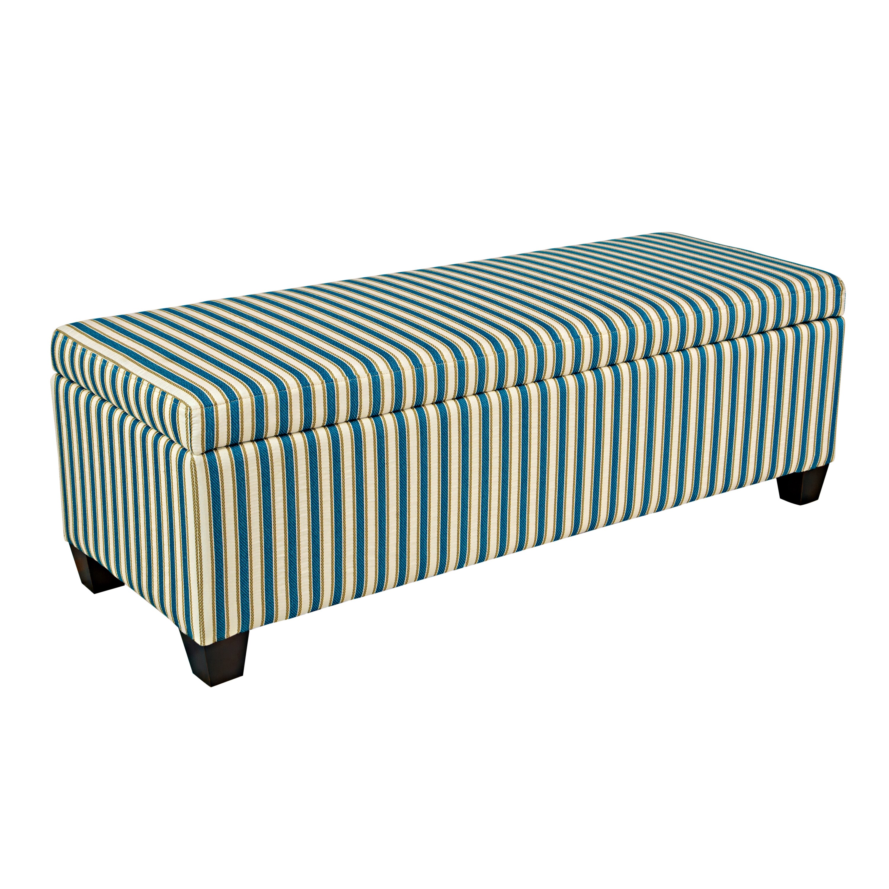 Portfolio Blane Turquoise Blue Stripe Wall Hugger Storage Ottoman