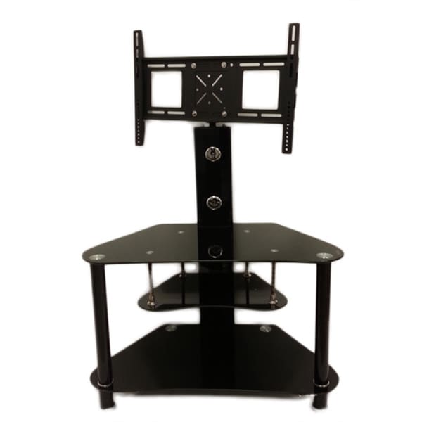 Black Tempered Glass Tv Stand And Mount Overstock Shopping Great Deals On Entertainment Centers