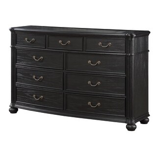 Berry 62 Inch Wide Dresser With Mirror 9 Drawers Floated Top Black