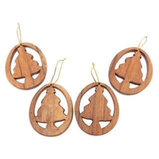 Novica Handmade Christmas Tree Silhouette Wood Ornaments Set Of Bed Bath Beyond