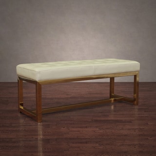Liberty Stainless Creme Leather Gold Bench - Bed Bath & Beyond - 10007063