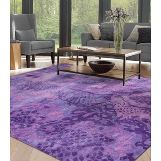 Hand-tufted Uma Purple All Twist Art.Silk Area Rug (5' x 8') - Bed Bath ...