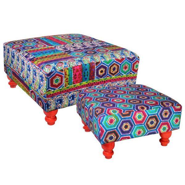 Essential Multicolored Fabric Stools (Set of 2) - Bed Bath & Beyond ...