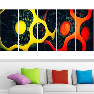 Design Art "Orange and Yellow Geo Art" Contemporary Canvas Art - Bed ...