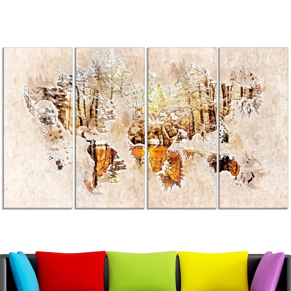 Design Art "Colorful World" Map Canvas Art Print - Bed Bath & Beyond ...