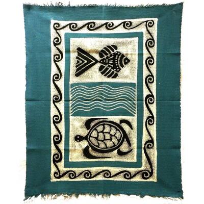 Handpainted Sea Life Batik in Blue/Black (Zimbabwe) - Overstock - 10031147