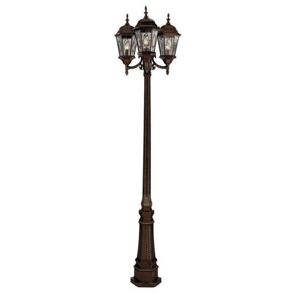 Cambridge 3-Light Black Gold 23 in. Lamp Post with Beveled Glass - Bed ...