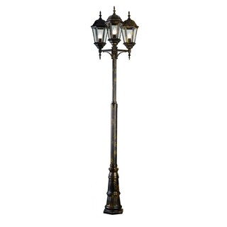 Cambridge 3-Light Black Gold 30 in. Lamp Post with Beveled Glass - Bed ...