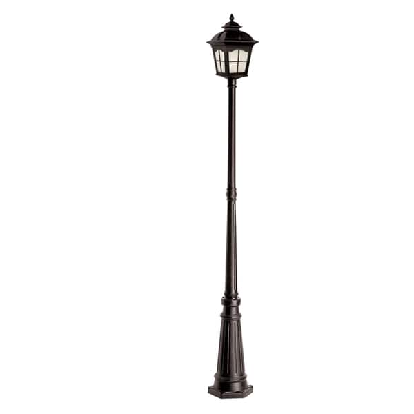 Cambridge 1-Light Black 9 in. Lamp Post with Frosted Glass - Bed Bath ...