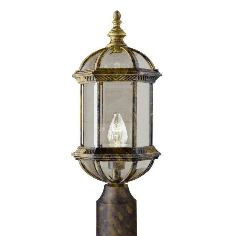 Cambridge Black Gold Finish Outdoor Post Head with Beveled Shade ...