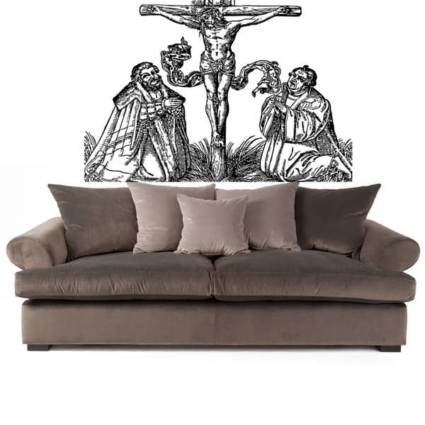 Jesus Crucifixion Black Sticker Vinyl Wall Art - Bed Bath & Beyond ...
