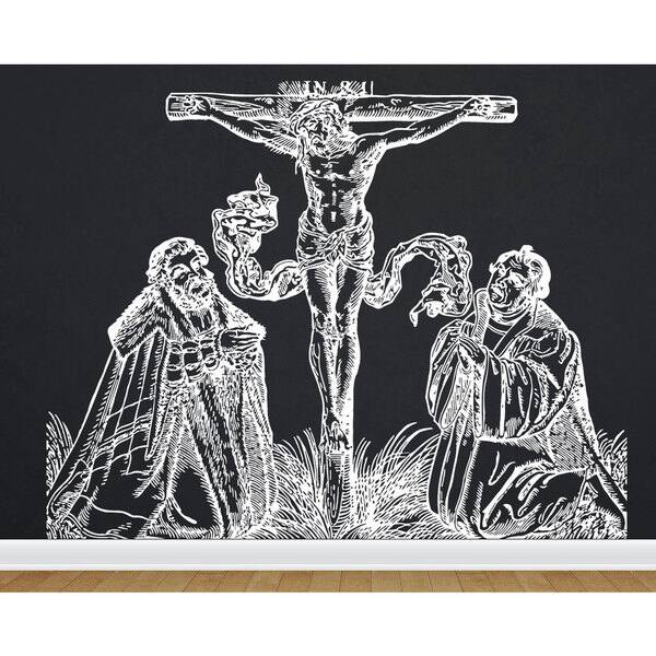 Jesus Crucifixion White Sticker Vinyl Wall Art - Bed Bath & Beyond ...