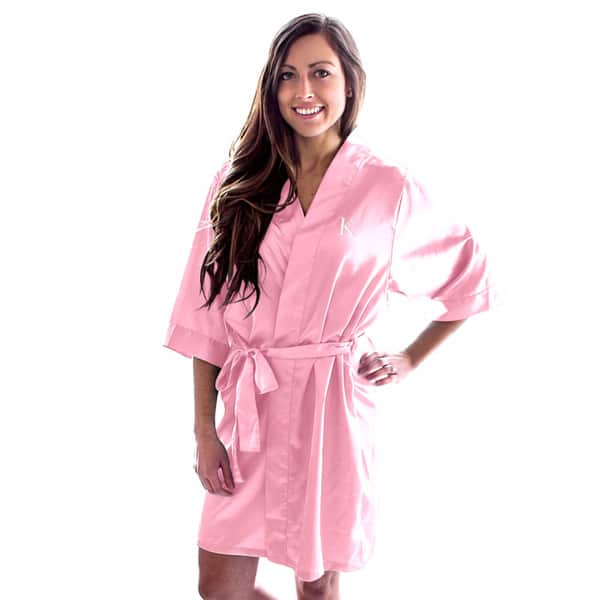 Personalized Light Pink Satin Robe - Bed Bath & Beyond - 10052883
