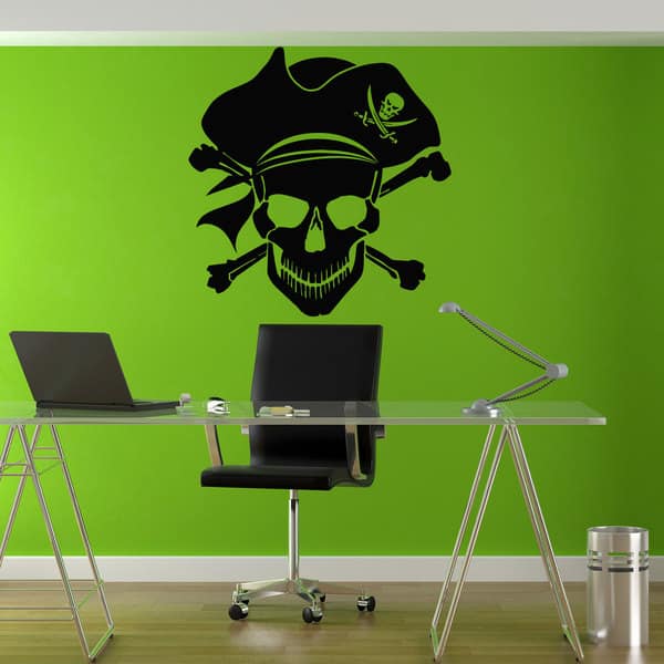 Jolly Roger Pirate Flag Black Vinyl Sticker Wall Art - Bed Bath ...