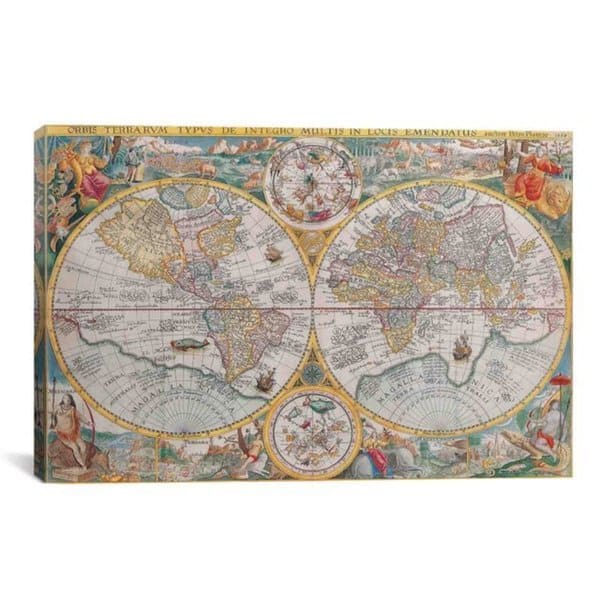 iCanvas Antique Map of The World 1594 Art Print #7014 Canvas Print Wall ...