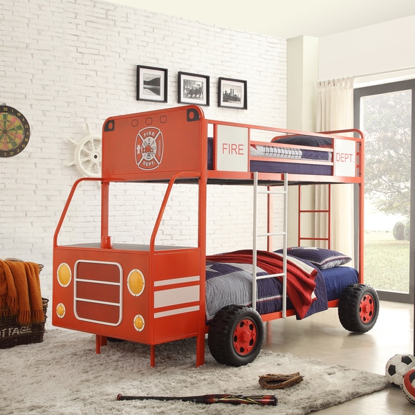 Shop Xavier Red Fire Engine Metal Bunk Bed - Free Shipping Today ...