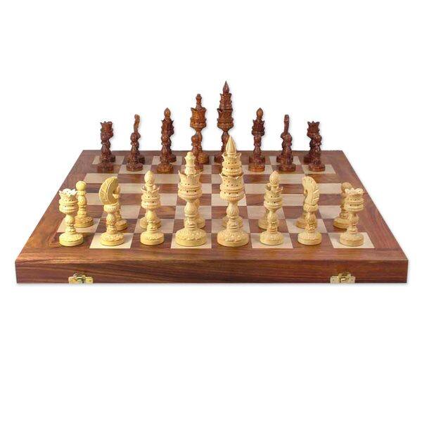 Handmade Seesham Wood 'Palatial Challenge' Chess Set (India) - Bed Bath ...