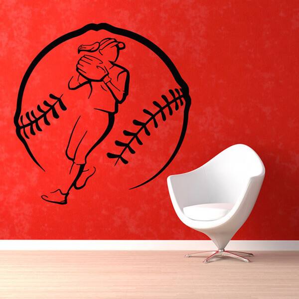 Baseball Softball Pitcher Sticker Vinyl Wall Art - Bed Bath & Beyond ...