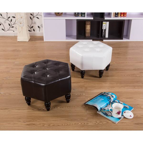 Warehouse of Tiffany Shantel 21-inch White Leather Ottoman - Bed Bath ...