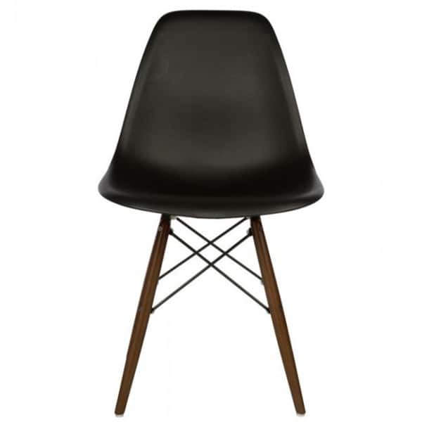Contemporary Retro Molded Style Black Accent Plastic Dining Shell Chair ...