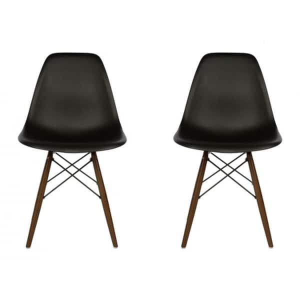 Contemporary Retro Molded Black Accent Shell Dining Chair (Set of 2 ...