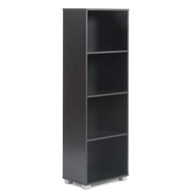 Sorento Black Narrow Bookcase 4-tier/E2 Board - Overstock - 10105681