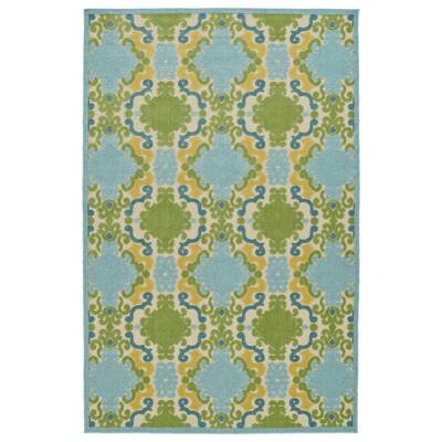 Indoor/Outdoor Luka Blue Damask Rug (5'0 x 7'6) - 5' x 7'6" - Overstock ...
