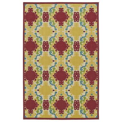 Indoor/Outdoor Luka Red Damask Rug (5'0 x 7'6) - 5' x 7'6" - Overstock ...