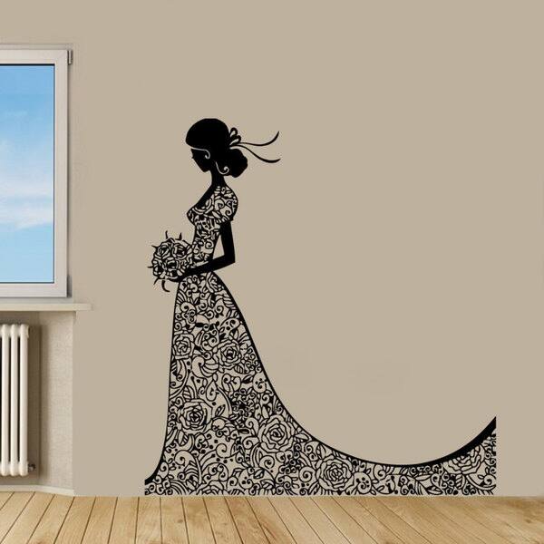 Bride Floral Design Beauty Salon Sticker Vinyl Wall Art - Bed Bath ...