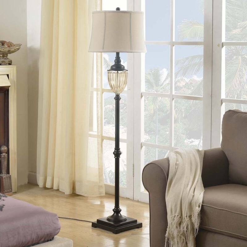 Creek Classics 63-inch Amber Glass Floor Lamp - Overstock - 10124017
