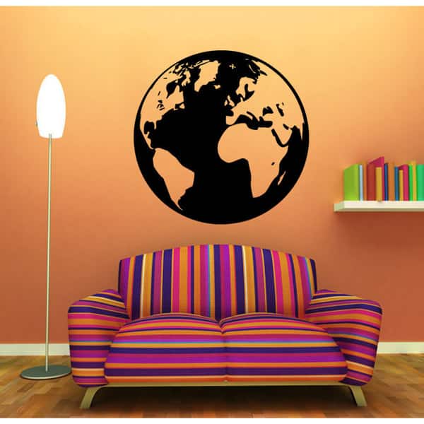Earth Globe World Vinyl Sticker Wall Art - Bed Bath & Beyond - 10129293