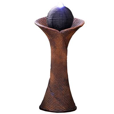 Solar Rattan Ball Water Fountain - Overstock - 10130919