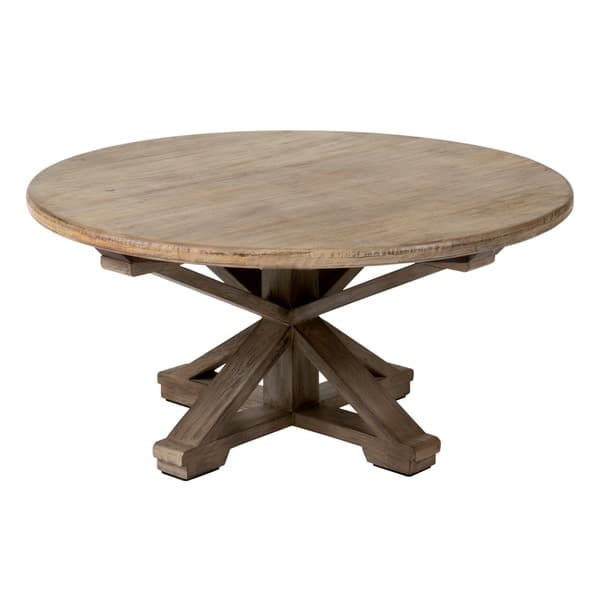 Iola Rustic Brown Round Coffee Table by East at Main - Bed Bath ...