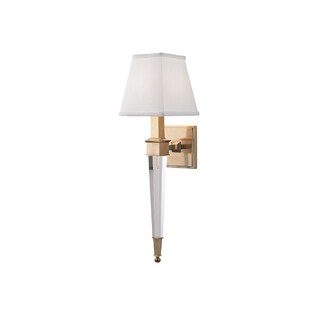 Hudson Valley Ruskin 1-light Brass Sconce with White Silk Shade - Bed ...