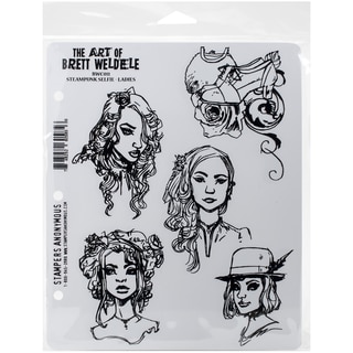 Brett Weldele Cling Rubber Stamp Set 7inX8.5inSteampunk Selfie Ladies ...