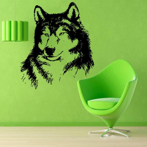 Black Wolf Head Vinyl Sticker Wall Art - Bed Bath & Beyond - 10157060