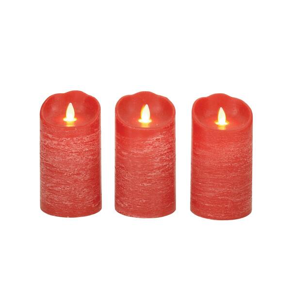 Round Red Frosted Pillar Flameless Led Candles With Remote - Bed Bath ...