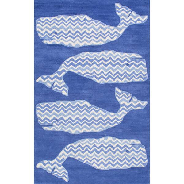 Brooklyn Rug Co Handmade Kids Whale Wool Blue Rug (5' x 8') - Bed Bath ...