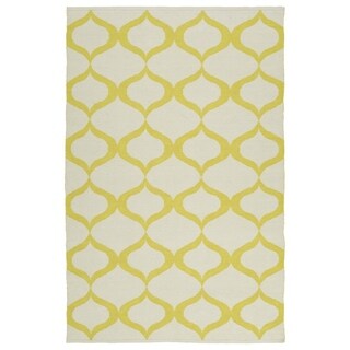 Indoor/Outdoor Laguna Ivory and Yellow Geo Flat-Weave Rug (3'0 x 5'0 ...