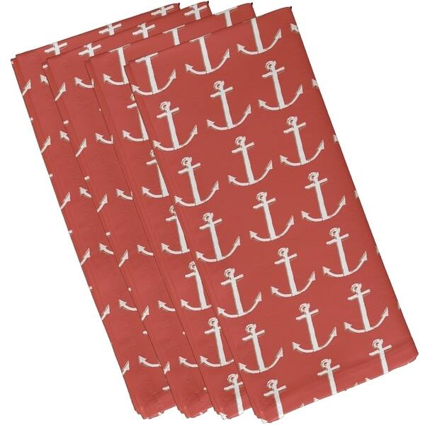 Two-tone Anchor Coastal Print 19-inch Table Top Napkin - Bed Bath ...
