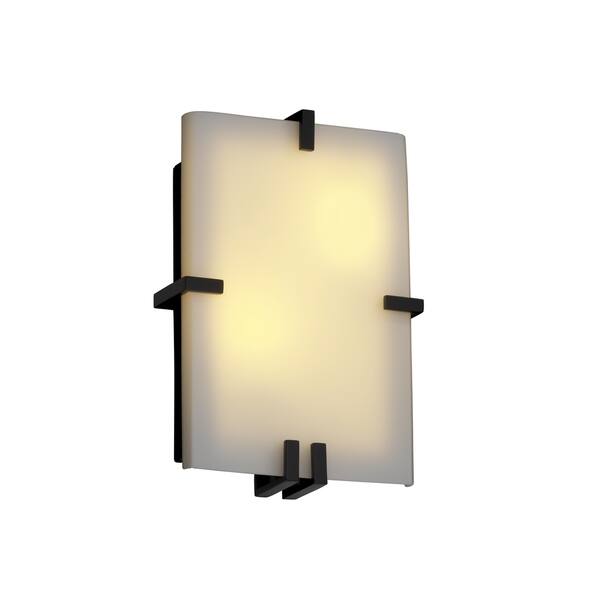 Justice Design Fusion Clips 2-light Matte Black ADA Wall Sconce, Opal ...