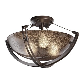 Justice Design Fusion Crossbar 3-light Dark Bronze Round Bowl Semi ...