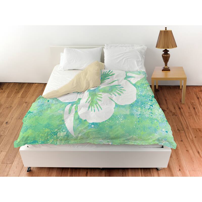 Sponge Paint Hibiscus Duvet Cover - Overstock - 10216991