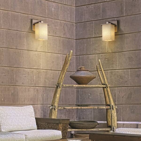 Justice Design Fusion Montana 1-light Brushed Nickel Wall Sconce, Weave ...