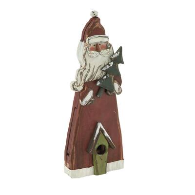UMA Brown Wood Santa Birdhouse - Overstock - 10220993