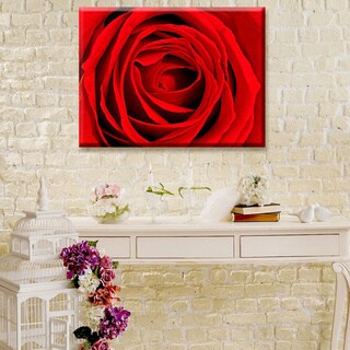 Abstract Rose Rouge' Floral Wrapped Canvas Wall Art - Bed Bath & Beyond ...