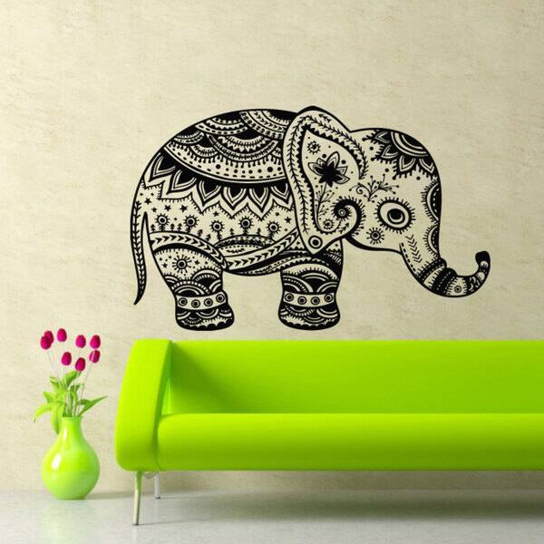Elephant Pattern Vinyl Sticker Wall Art - Bed Bath & Beyond - 10230503