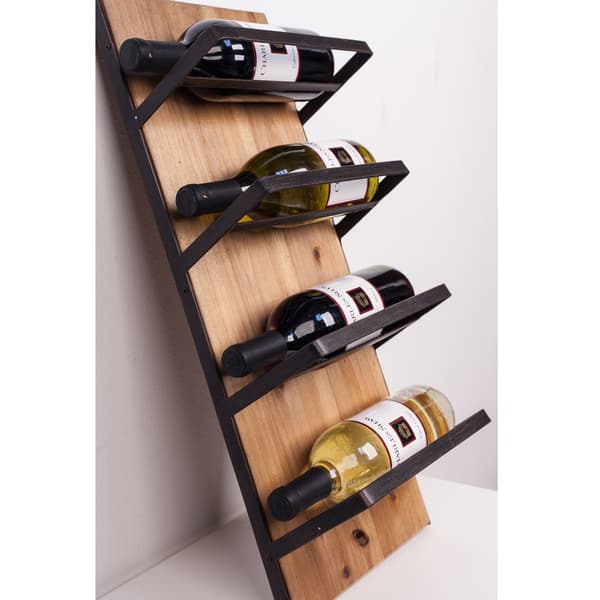Danya B. Wall Mount Wood and Iron Rustic 4 Bottle Wine Rack - Tan - Bed ...